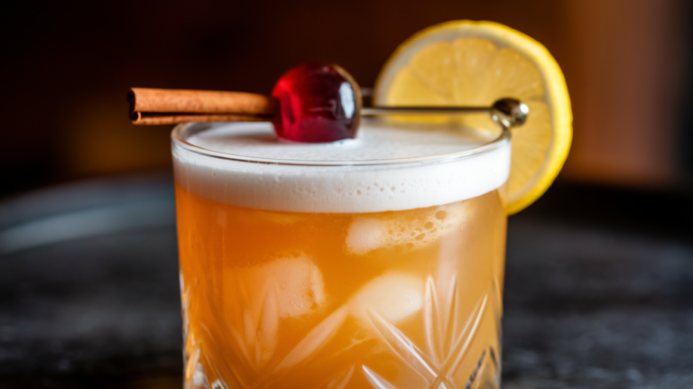 Cinnamon Maple Whiskey Sour - Two Forkin Foodies
